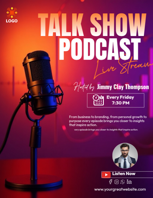 Podcast Talk Show flyer Template | PosterMyWall