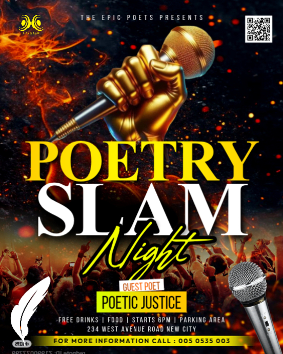 Poetry Slam spoken word poems night poet Event invitation flyer ...