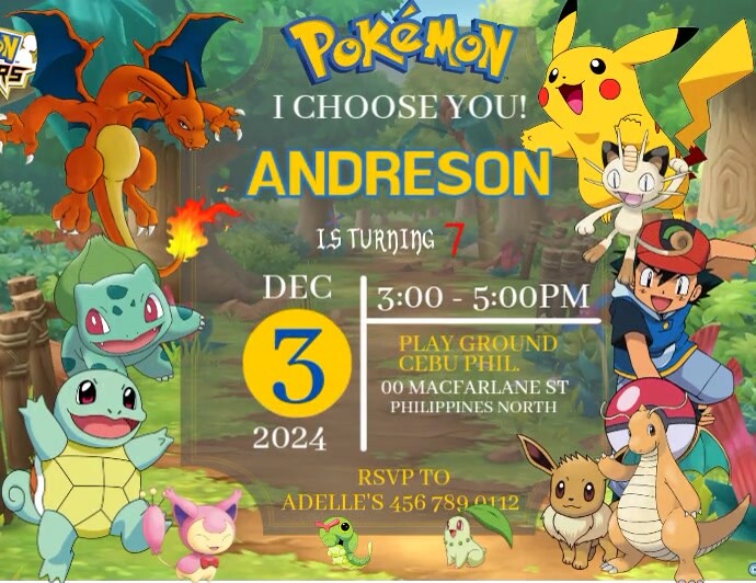 Pokemon | Birthday Invitation Template | PosterMyWall