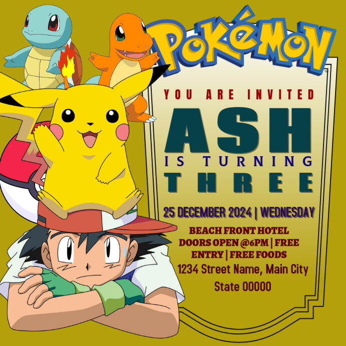 Pokemon Birthday Instagram Post Template | PosterMyWall