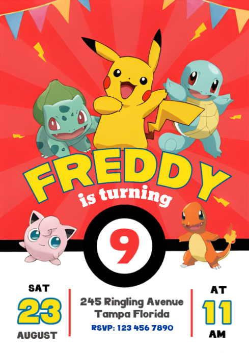 pokemon birthday invitation Template | PosterMyWall