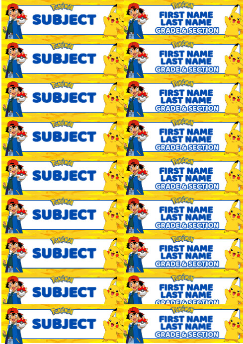 Pokemon Name Tag Template | PosterMyWall