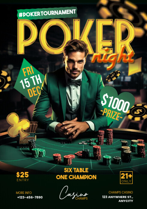 Poker Night Tournament Template | PosterMyWall