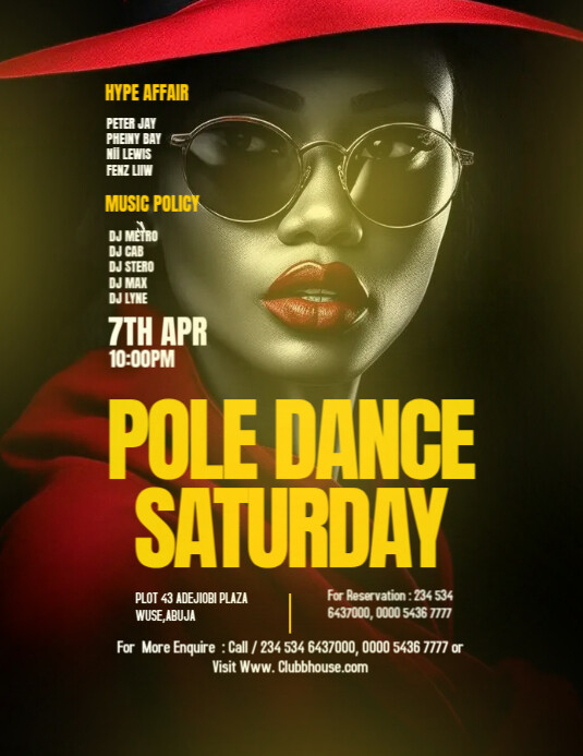 Plantilla de pole dance Saturday Flyer template | PosterMyWall