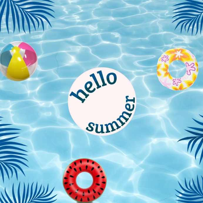 pool background hello summer Template | PosterMyWall