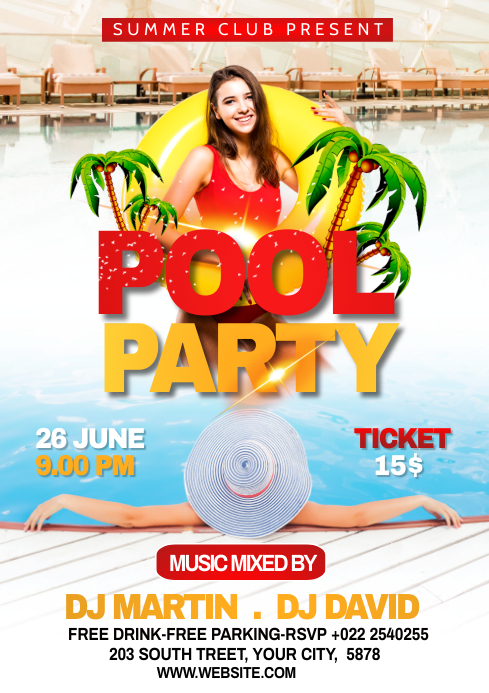 Pool Bar Party Flyer Template | PosterMyWall