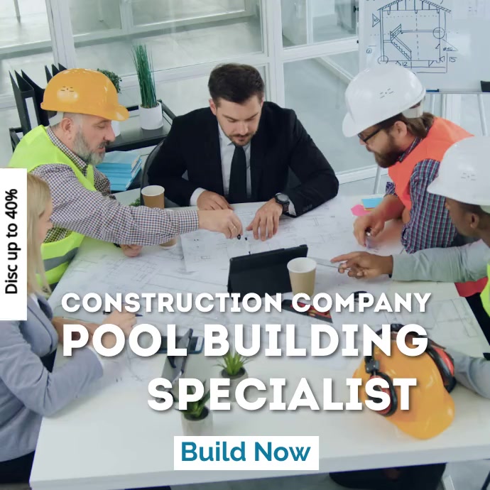 POOL BUILDING SPECIALIST LINKEDIN COVER Template | PosterMyWall