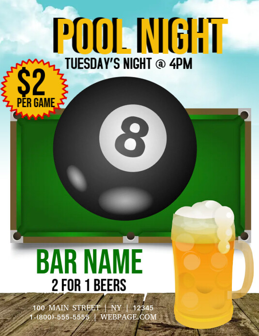 Pool Table Night Template | PosterMyWall