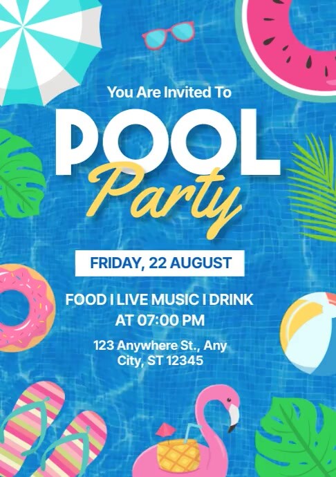Plantilla de Pool Night Party | PosterMyWall