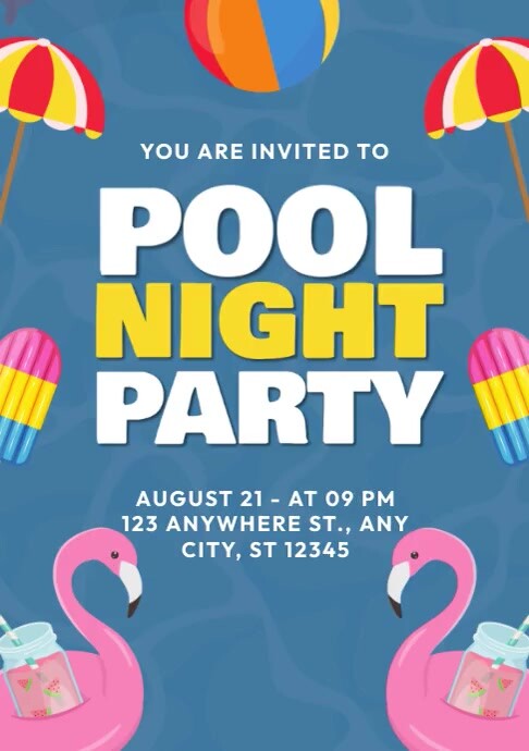 Pool Night Party Template | PosterMyWall