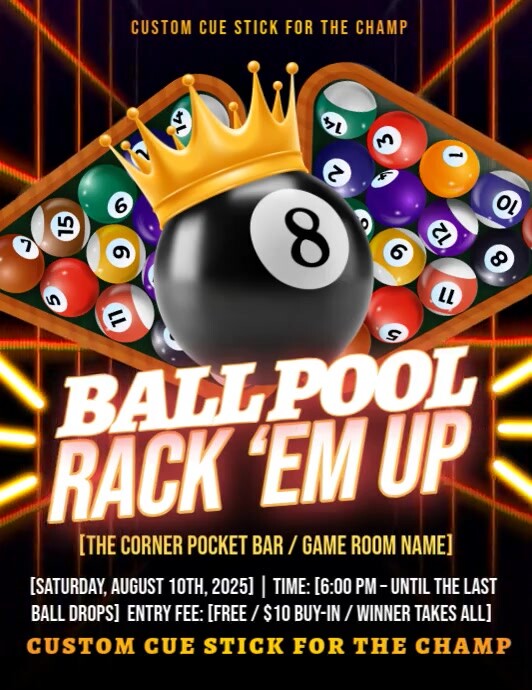 Pool Night: Ball Pool Rack 'Em Up Template | PosterMyWall