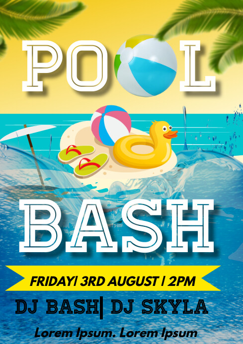 pool party, pool bash party, bash Template | PosterMyWall