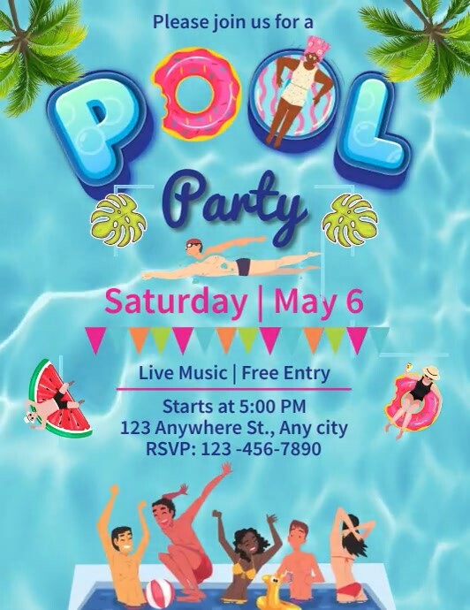 Pool Party Ads Template | PosterMyWall