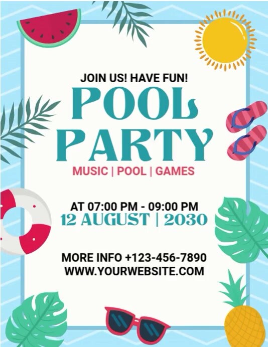 Pool Party Ads Template | PosterMyWall