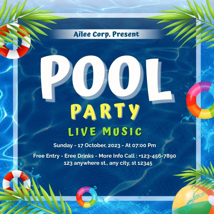 Pool Party Template | PosterMyWall