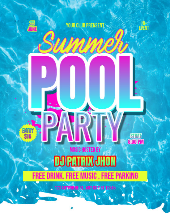 Pool party Template | PosterMyWall