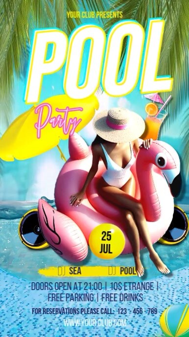 Pool Party Digital Display Template | PosterMyWall