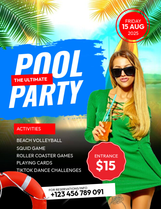 Pool Party Event poster Template | PosterMyWall