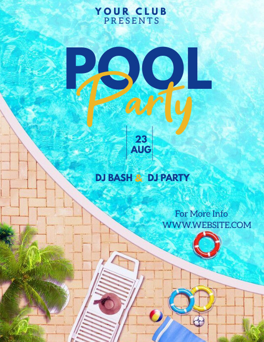 Pool Party Flyer (us Letter) Template | PosterMyWall