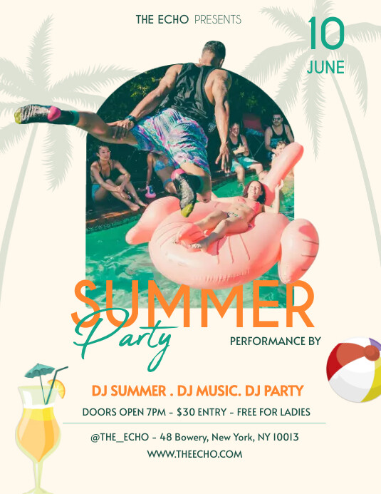 Pool Party Flyer Minimal Templat | PosterMyWall