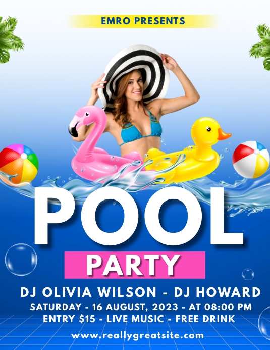 Plantilla de POOL PARTY FLYERS (1) | PosterMyWall