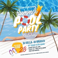 Pool Party Twitter Post Template | PosterMyWall