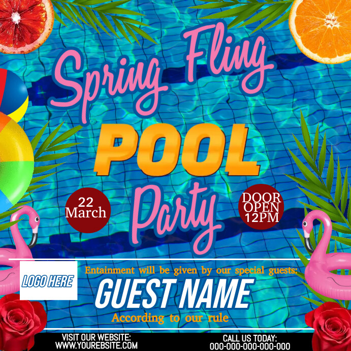 Pool Party Instagram post Template | PosterMyWall