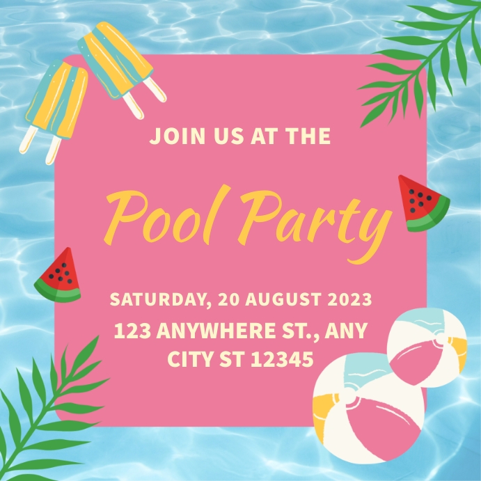 Pool Party Instagram Post Templat | PosterMyWall