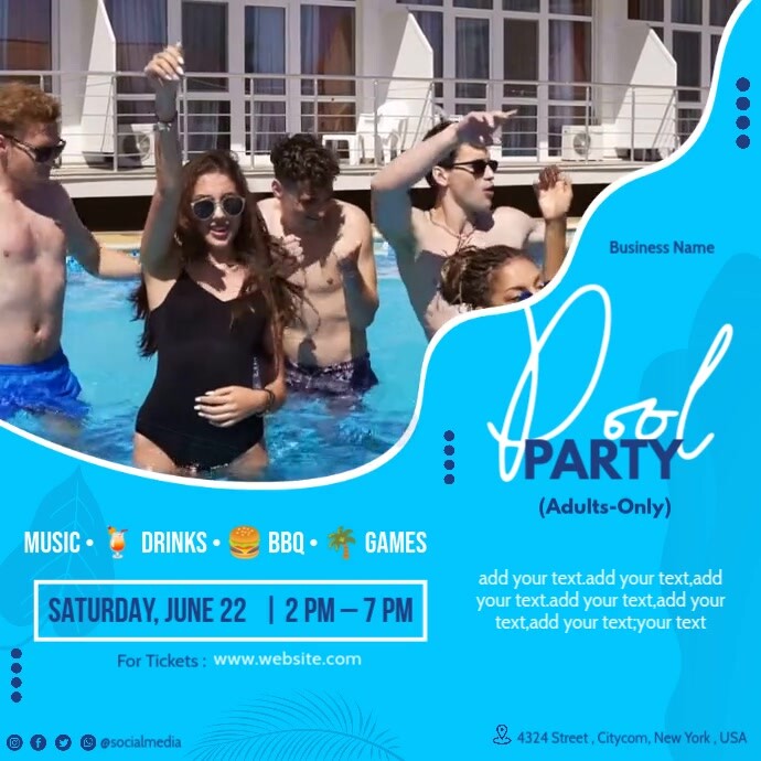 Pool Party Instagram Post Template | PosterMyWall