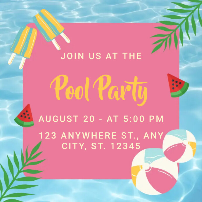 Pool Party Instagram Post Templat | PosterMyWall