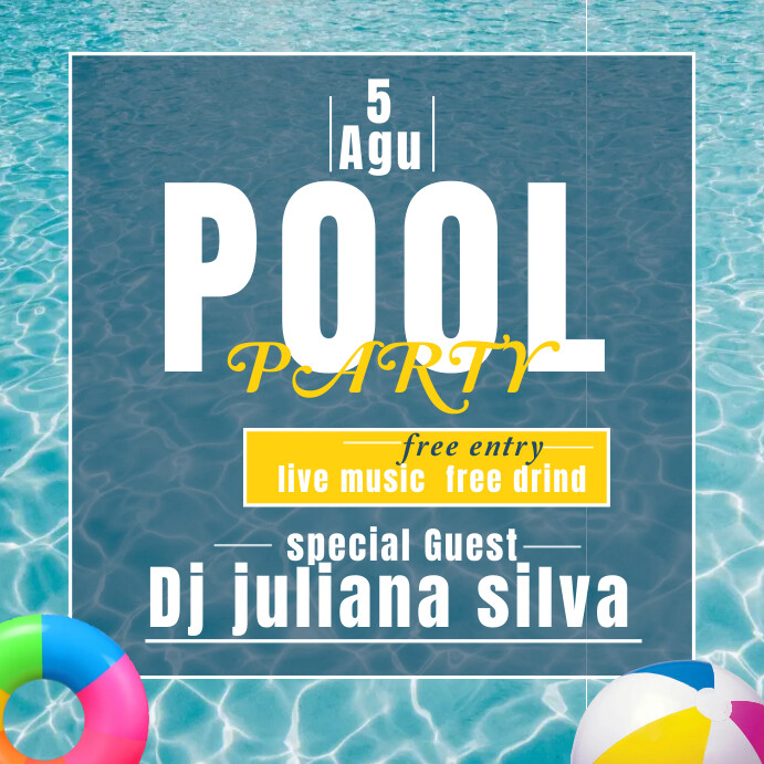 Plantilla de pool party instagram post template flyer | PosterMyWall