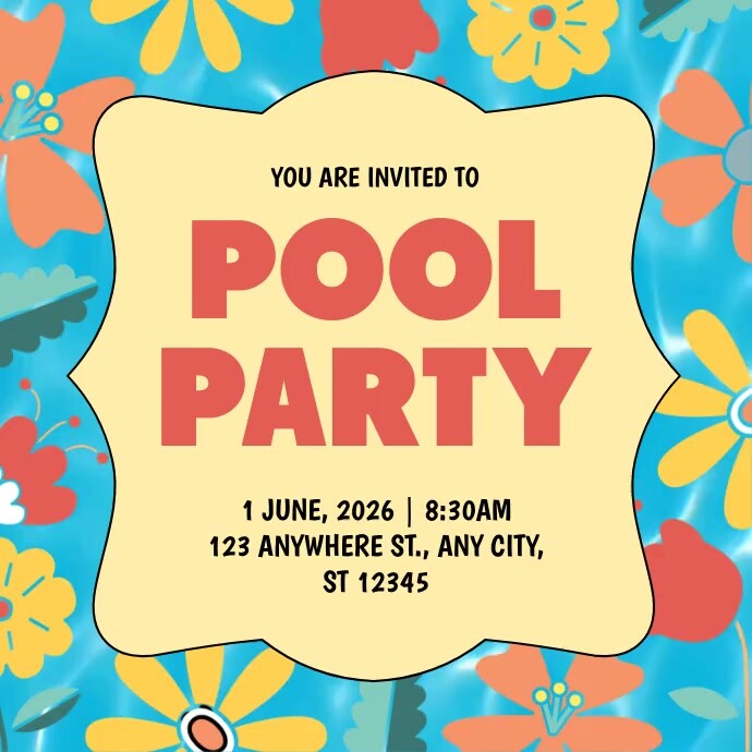 Pool Party Invitation Ads Template | PosterMyWall