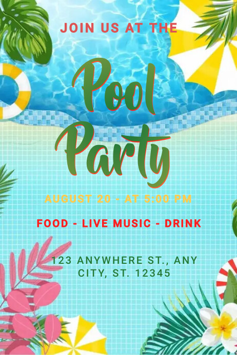 Pool Party Poster Template | PosterMyWall