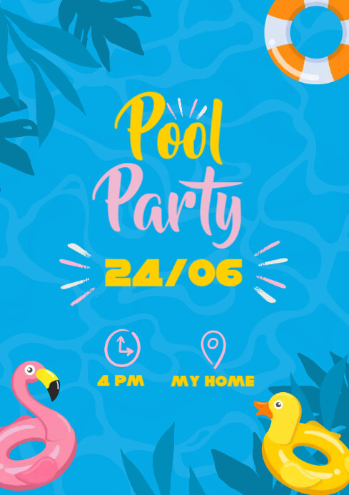 Pool Party Poster Template | PosterMyWall