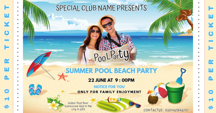 pool party ticket flyer Template | PosterMyWall
