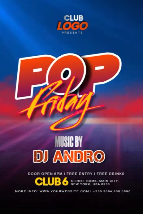 Pop Friday Party Video Template | PosterMyWall