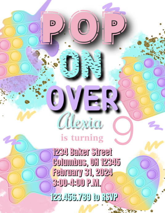 Pop It Birthday Invitation | Birthday Template | PosterMyWall