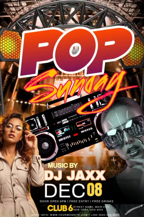 Pop Sunday Party Template | PosterMyWall