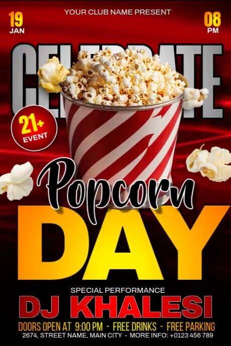 Popcorn Day Celebration Template | PosterMyWall