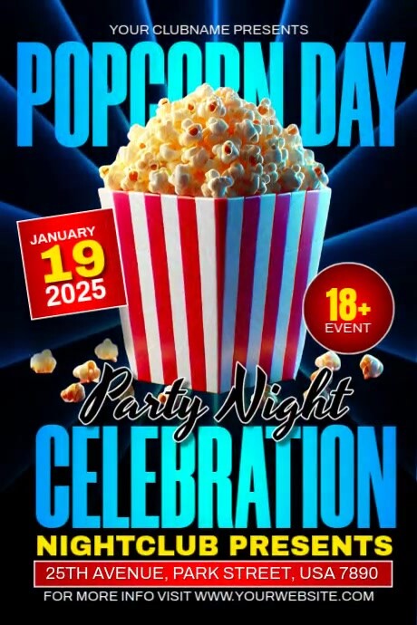 Copy of Popcorn Day Party Night | PosterMyWall