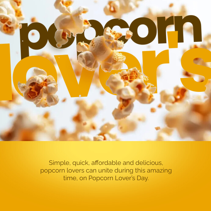 Popcorn Lover's Day Instagram Post Template | PosterMyWall