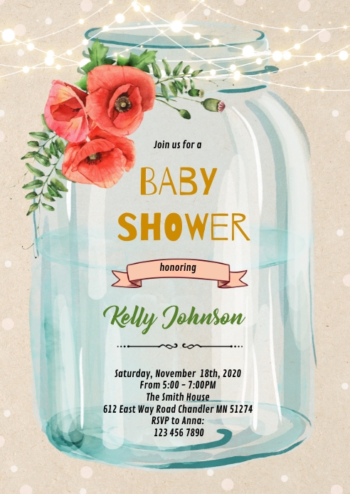 Poppy flower shower birthday Template | PosterMyWall