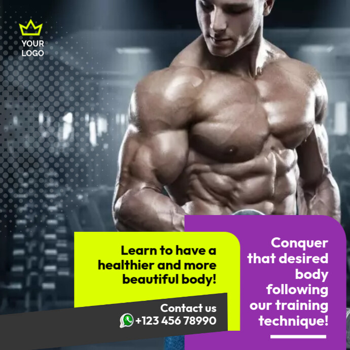 Post instagram bodybuilding Template | PosterMyWall