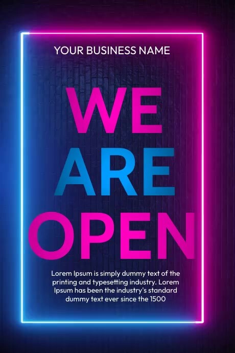 Poster neon open video flyer Template | PosterMyWall