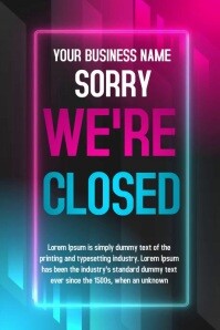 Poster neon sorry we're closed flyer Template | PosterMyWall