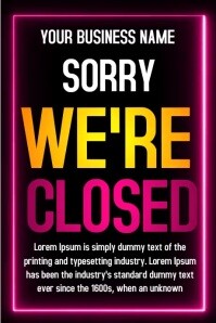 Poster neon sorry we're closed flyer Template | PosterMyWall