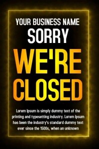 Poster neon sorry we're closed flyer Template | PosterMyWall