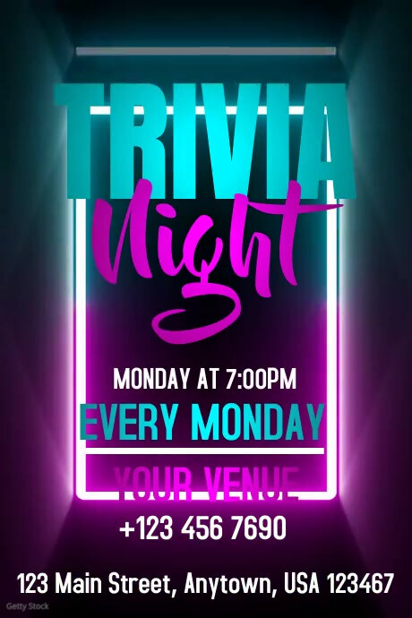 Copy of poster neon trivia night party flyer | PosterMyWall