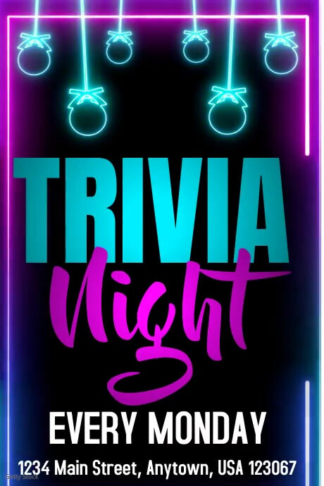 Plantilla de poster neon trivia night party flyer | PosterMyWall