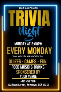 poster trivia night party 2024 flyer Template | PosterMyWall